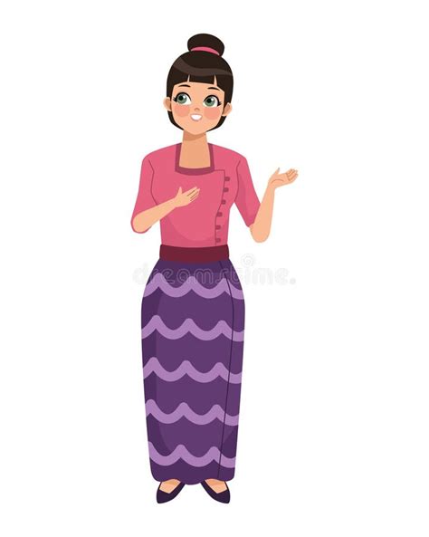 Myanmar Woman Character Stock Vector Illustration Of Beautiful 302204556
