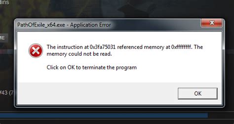 more incorrect memory reference crashes r pathofexile