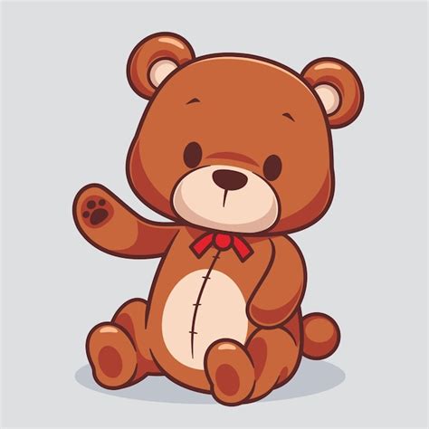 Premium Vector Cartoon Cute Teddy Bear Waving Hand