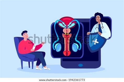 Online Urologist Andrologist Doctor Consulate Patient Stock Vector