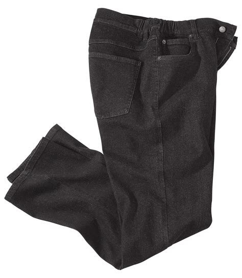 Mens Black Stretch Jeans Elasticated Waist Atlas For Men