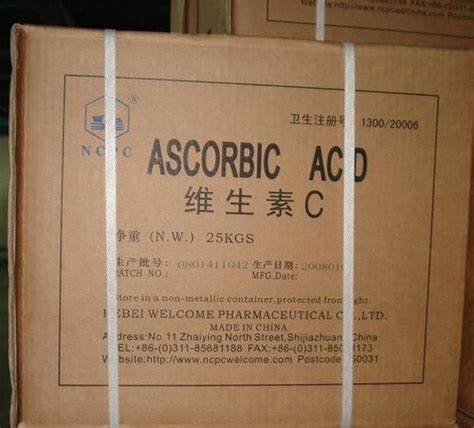 Ascorbic Acid White Crystalline Powder Easily Soluble In Water Long