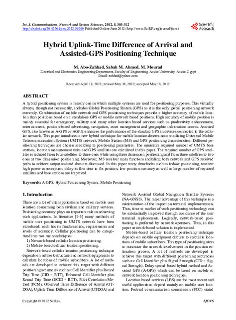 Pdf Hybrid Uplink Time Difference Of Arrival And Assisted Gps Positioning Technique