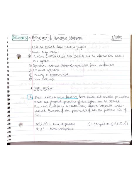 Phas0022 2 Notes On The Postulates Of Quantum Physics Eigenvalues