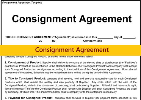Consignment Agreement Sample Article Examples Pertaining To Consignment Agreement Template