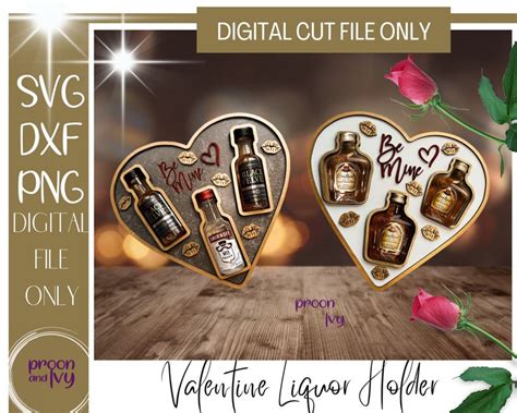 Valentine Svg Laser Cut Files Alcohol Bottle T Glowforge Etsy