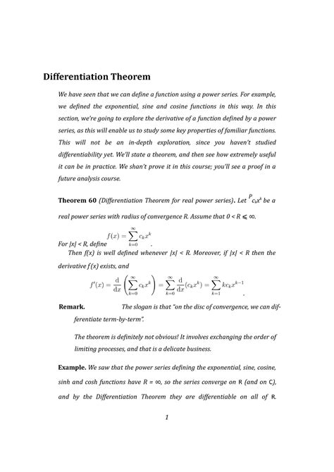 Analysis 35 Differentiation Theorem Differentiation Theorem We Have Seen That We Can Define