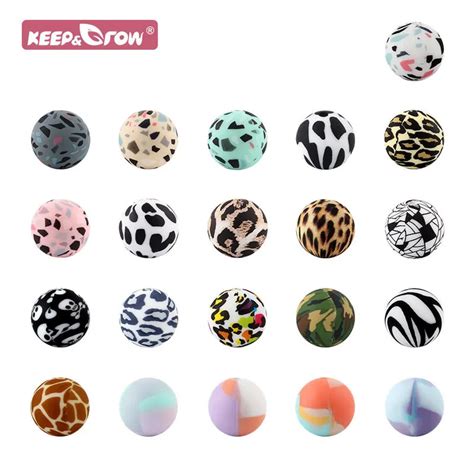 50pcs Silicone Teething Beads For Babies 15mm Leopard