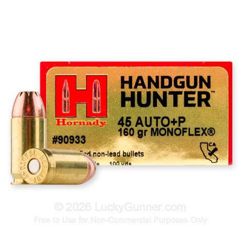 Hornady Handgun Hunter 45 Acp P Ammo For Sale 160 Grain Monoflex