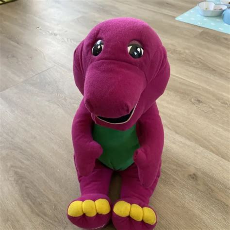 Vintage Playskool 1990s Plush Talking Barney Purple Dinosaur Hasbro Toy