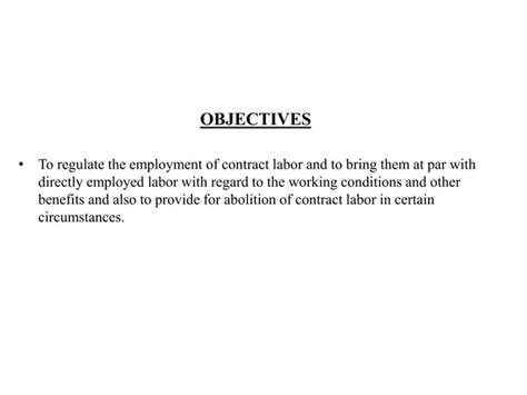 Contract Labor Act 1970 Pptx Law