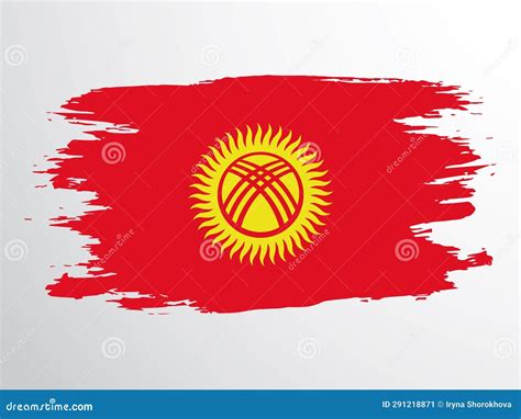 Vector Flag Of Kyrgyzstan Drawn With A Brush Stock Vector