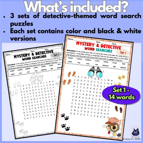 Detective Word Search Puzzles For Grades 58 3 Levels Colorbandw