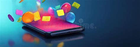 Bright Chat Bubbles Flow From A Smartphone Showcasing Digital Communication In A Vibrant