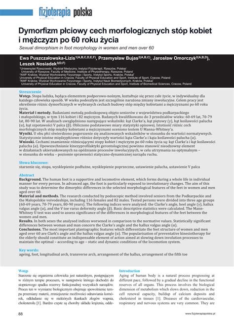 Pdf Sexual Dimorphism In Foot Morphology In Women And Men Over 60