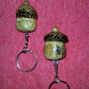 Handcarved Wood Acorn Keychain Etsy Singapore