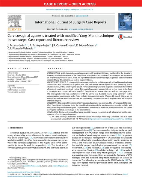 Solution Cervicovaginal Agenesis Treated With Modified Yang Monti Technique In Two Steps Case