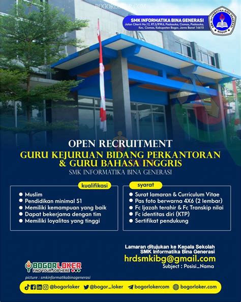 Lowongan Kerja Bogor On Linkedin Saat Ini Smk Informatika Bina Generasi Sedang Membuka Lowongan