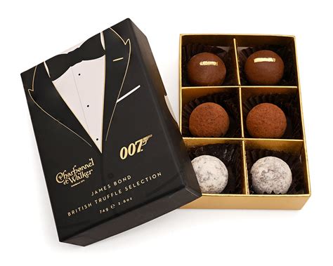 James Bond Black Tie Truffle Selection Box 6 Pieces Charbonnel Et