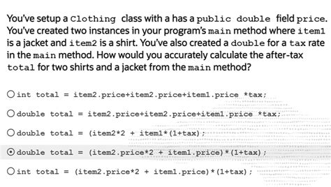 Solved You Ve Setup A Clothing Class With A Has A Public Chegg