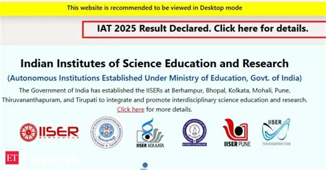 Iiser Iat 2025 Result Declared At Check How To Download Scorecard