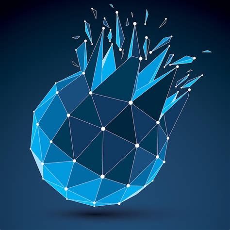 Premium Vector Vector Dimensional Wireframe Luminescent Object With Blue Connected Lines