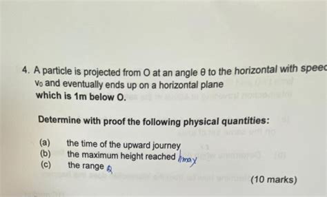 Solved 4 A Particle Is Projected From O At An Angle θ To