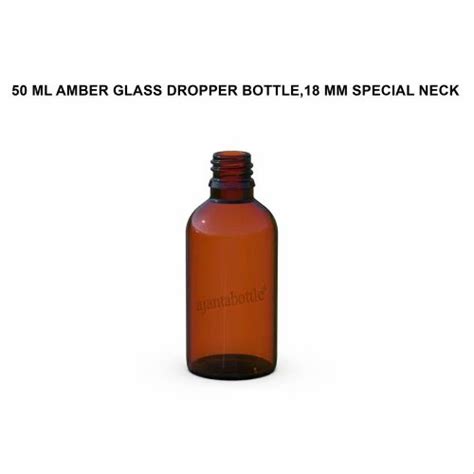 50 Ml Dropper Amber Glass Bottle 18 Mm Special Neck For Cosmetics At