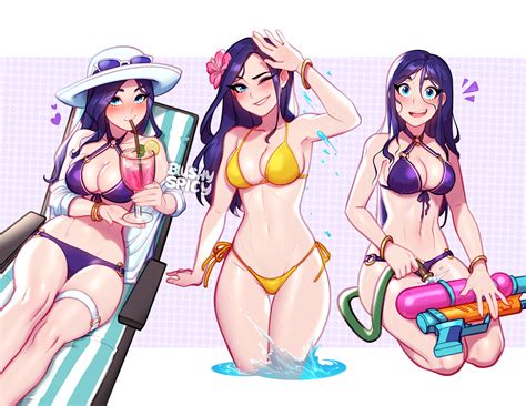 Caitlyn And Pool Party Caitlyn League Of Legends Drawn By Blushyspicy Danbooru