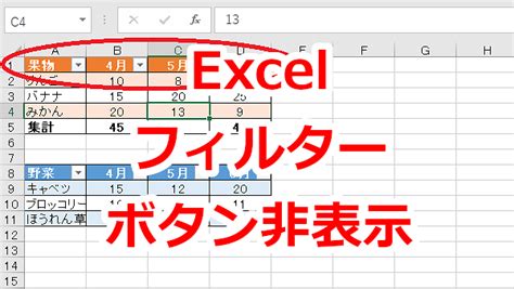 excel テーブルの表のフィルターボタンを非表示にする ｜ リリアのパソコン学習記