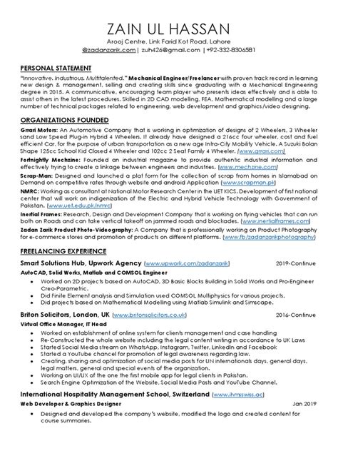 Zain Ul Hassan Personal Statement Pdf Websites Social Media