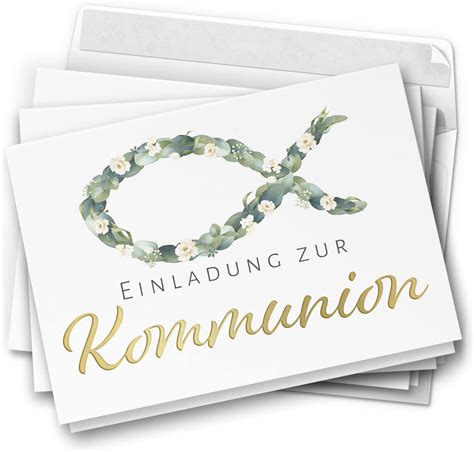 15er Set Einladungskarten zur Kommunion I DIN A6 I mit Umschlägen I