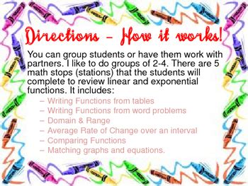 Linear Exponential Functions Stations By Th Grade Math Activities