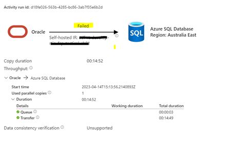 Copy Activity From Oracle To Asql Logging Failed Error