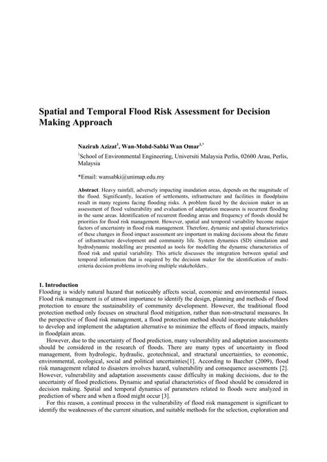 Pdf Spatial And Temporal Flood Risk Assessment For Decision Making Approach