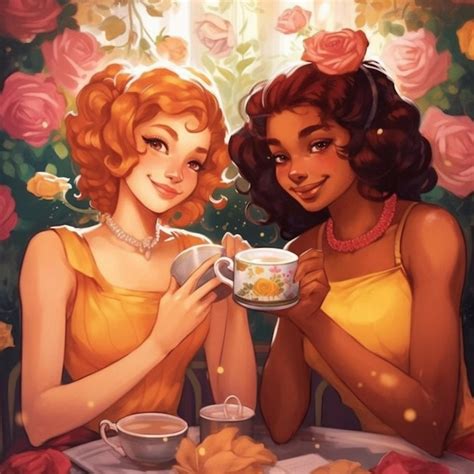 Premium Ai Image A Cartoon Of Two Women Having A Tea Party
