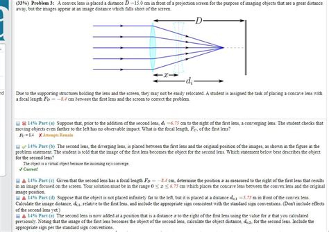 Solved Problem A Convex Lens Is Placed A Distance Chegg