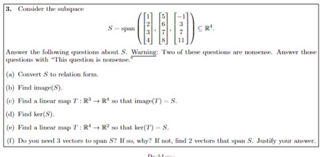3 Consider The Subspace