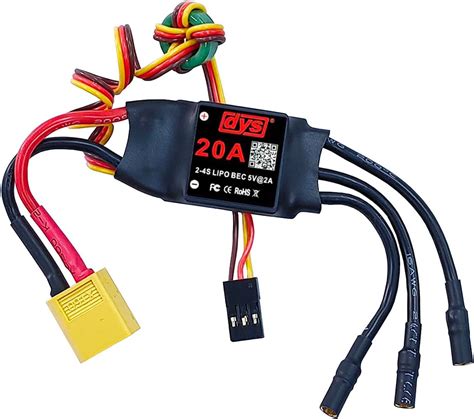 Dys 20a 2 4s Brushless Esc With 5v2a Bec For Rc Fixed Wing Aircraft Unmanned Tech Shop