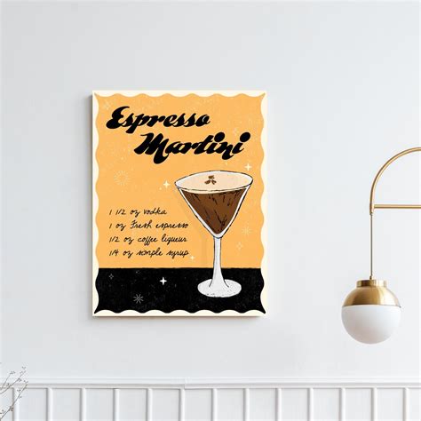 Digital Espresso Martini Cocktail Poster Bar Art Vintage Christmas T