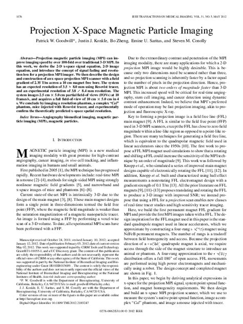 Pdf Projection X Space Magnetic Particle Imaging Patrick Goodwill
