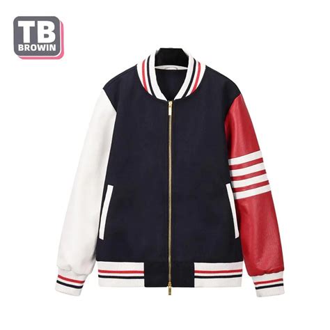 Tb Browin Thom 남자 여자 야구 유니폼 스탠드 칼라 스트라이프 긴 소매 라글란 소매 색상 차단 한국 재킷 Aliexpress