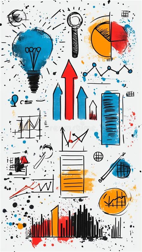 Colorful Illustrations Of Business Growth Charts And Graphs Symbolizing Success Stock