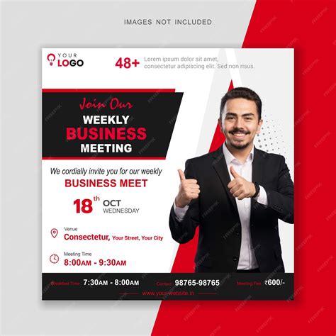 Design De Cartaz De Convite Para Reunião De Negócios Semanal Vetor