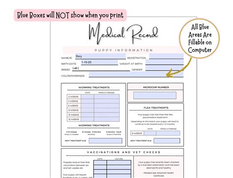 Fillable Breeder Puppy Pack Puppy Medical Record New Puppy Etsy