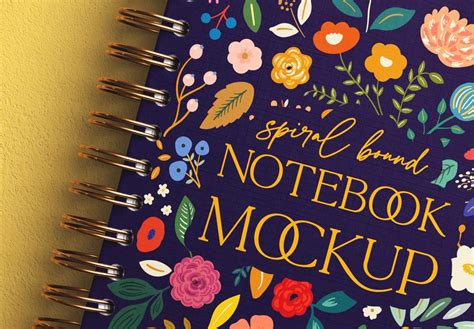 Spiral Bound Notebook Mockup Front Cover Custom Scene