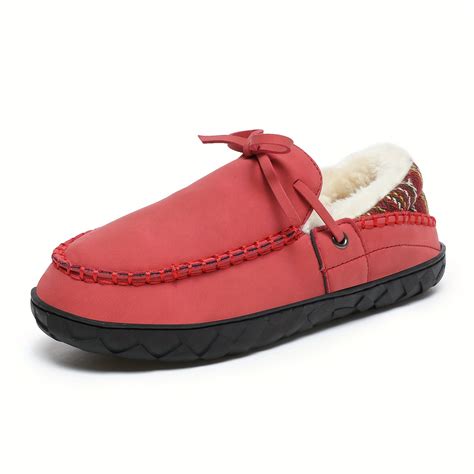 Zapatos Nieve Peludos Térmicos Forrados Felpa Color Sólido Temu Mexico