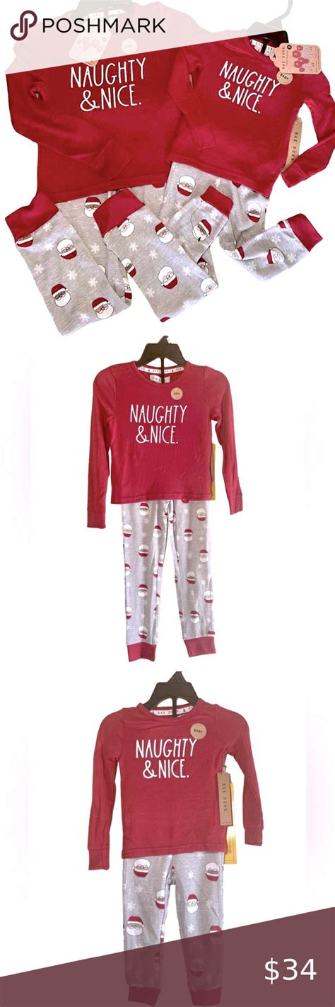 Rae Dunn Naught Nice Holiday Christmas Pajama Set Very Soft New Christmas