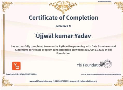 Ujjwal Yadav On Linkedin Internship Ybifoundation Pythonprogramming