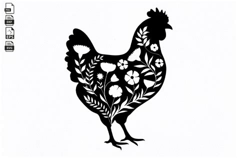 Floral Chicken Svg Farmhouse Flowers Graphic By Blackcatszone